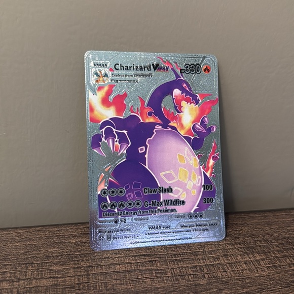 Pokemon | Other | Charizard Vmax Silver Foil Pokemon Card Fan Art 33hp ...